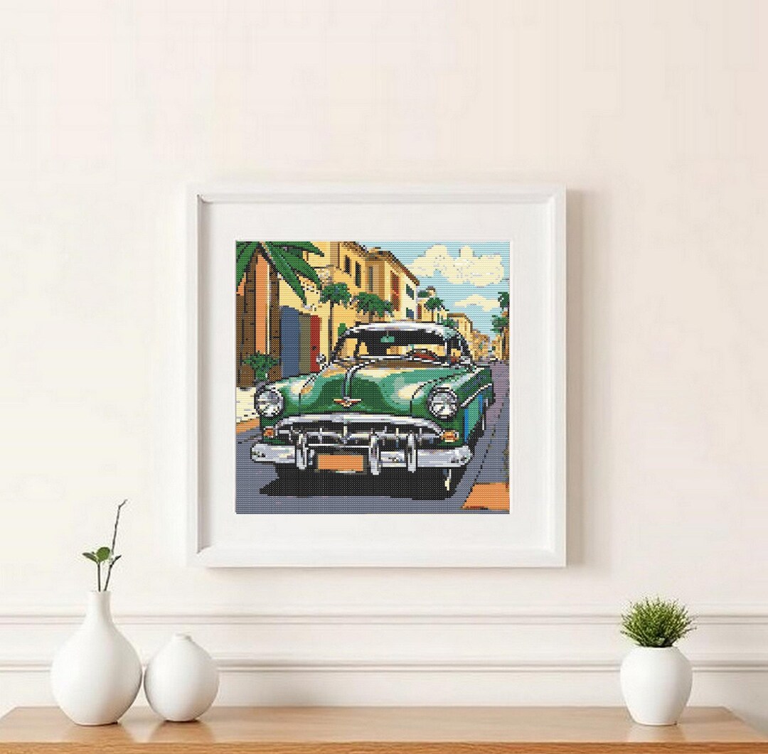 Vintage Cuban Car Cross Stitch Pattern: Retro Havana Pop Art (PDF ...