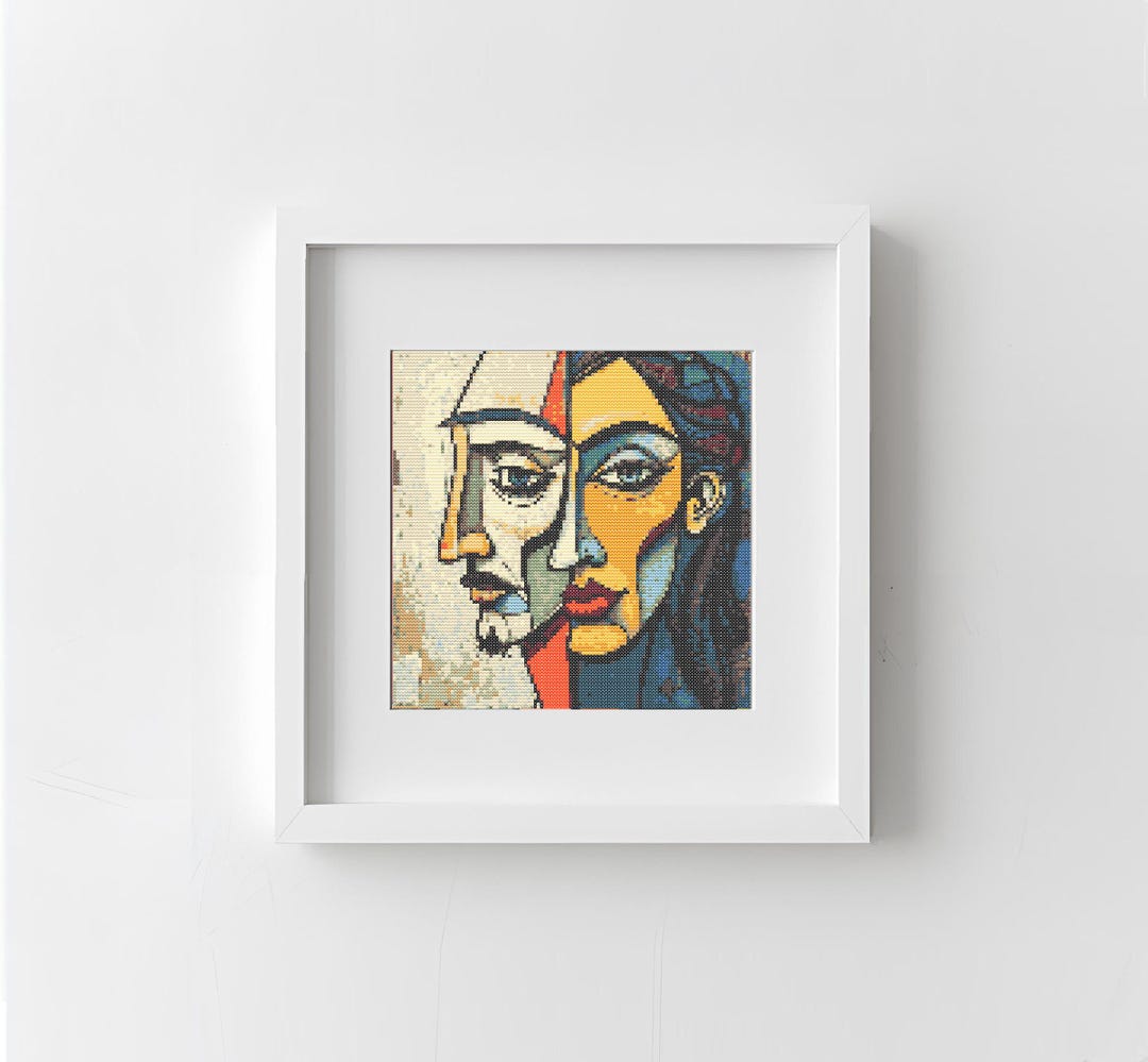 Colorful Cubism Faces Cross Stitch Pattern: Modern Art Embroidery (PDF ...