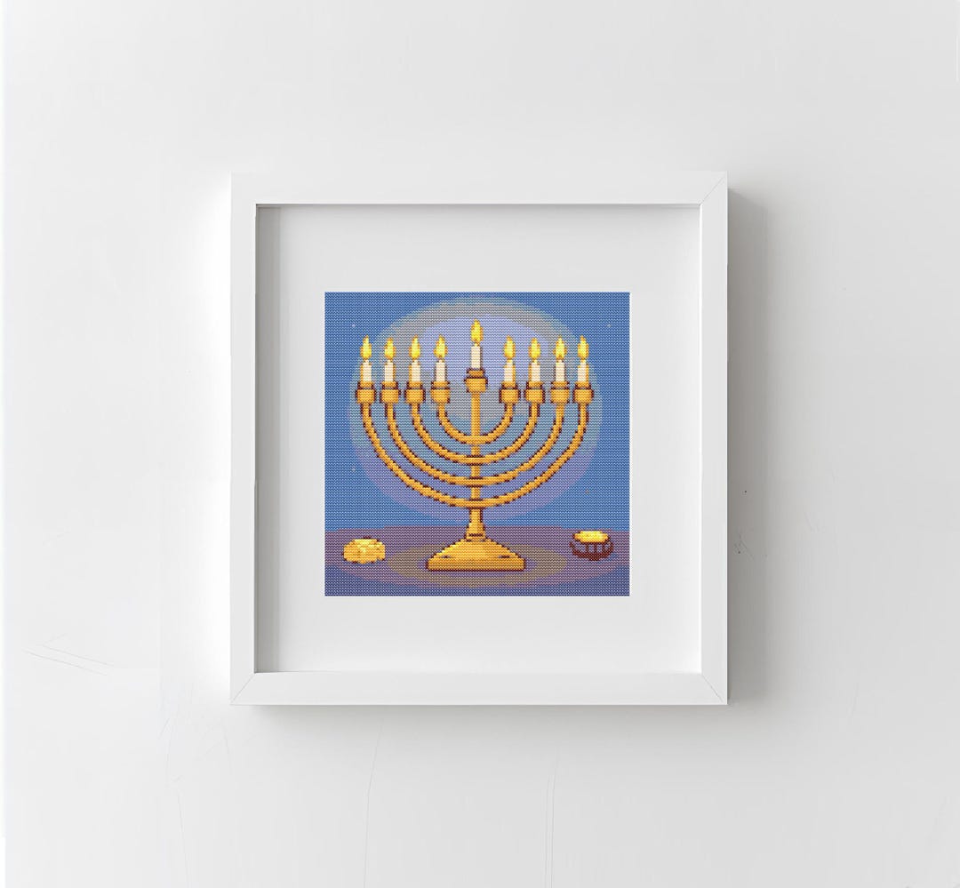 Menorah Cross Stitch Pattern: Hanukkah Embroidery Chart (PDF Download ...