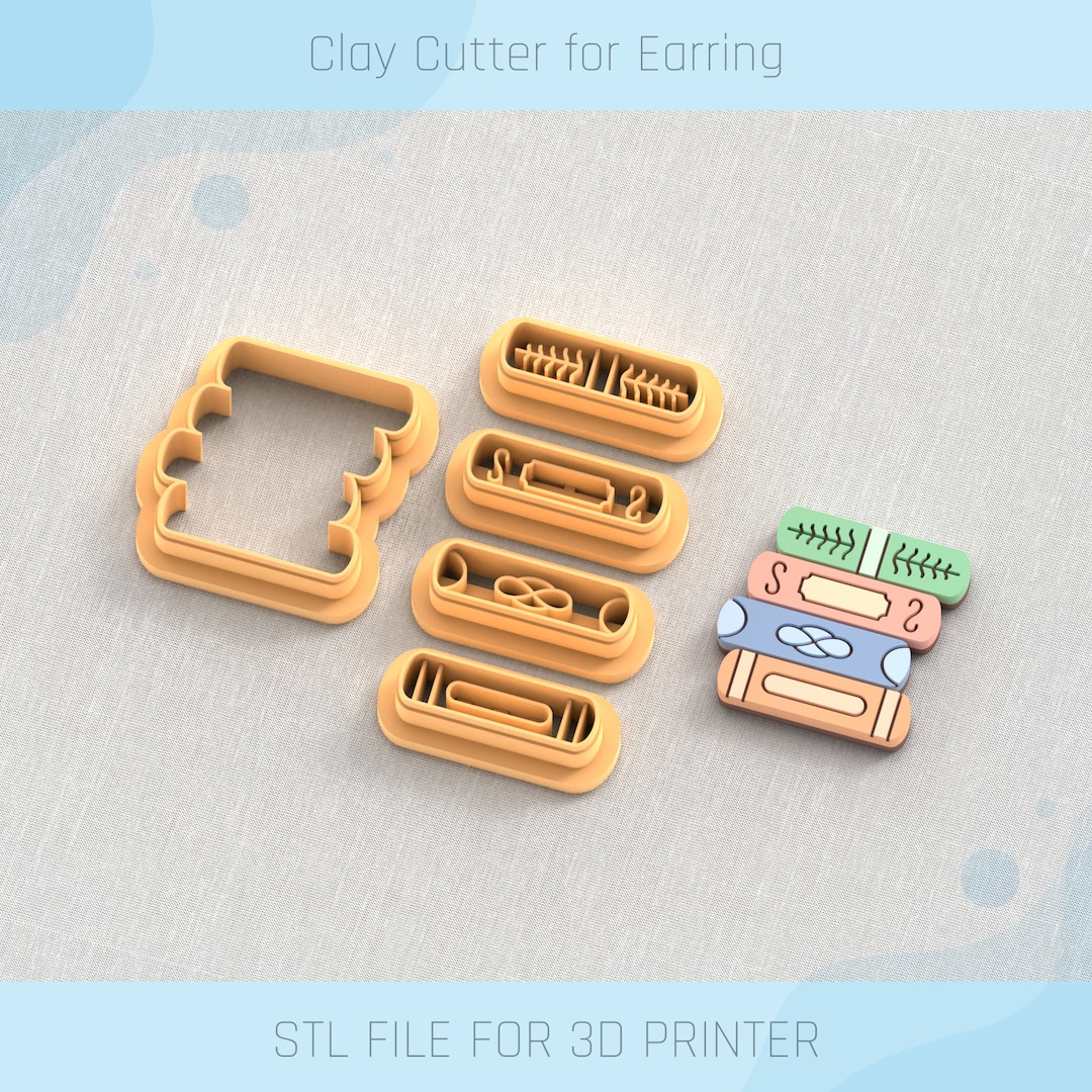Book Stack Five Books Clay Cutter, Shelves Accessories, Bookshelf Clay ...