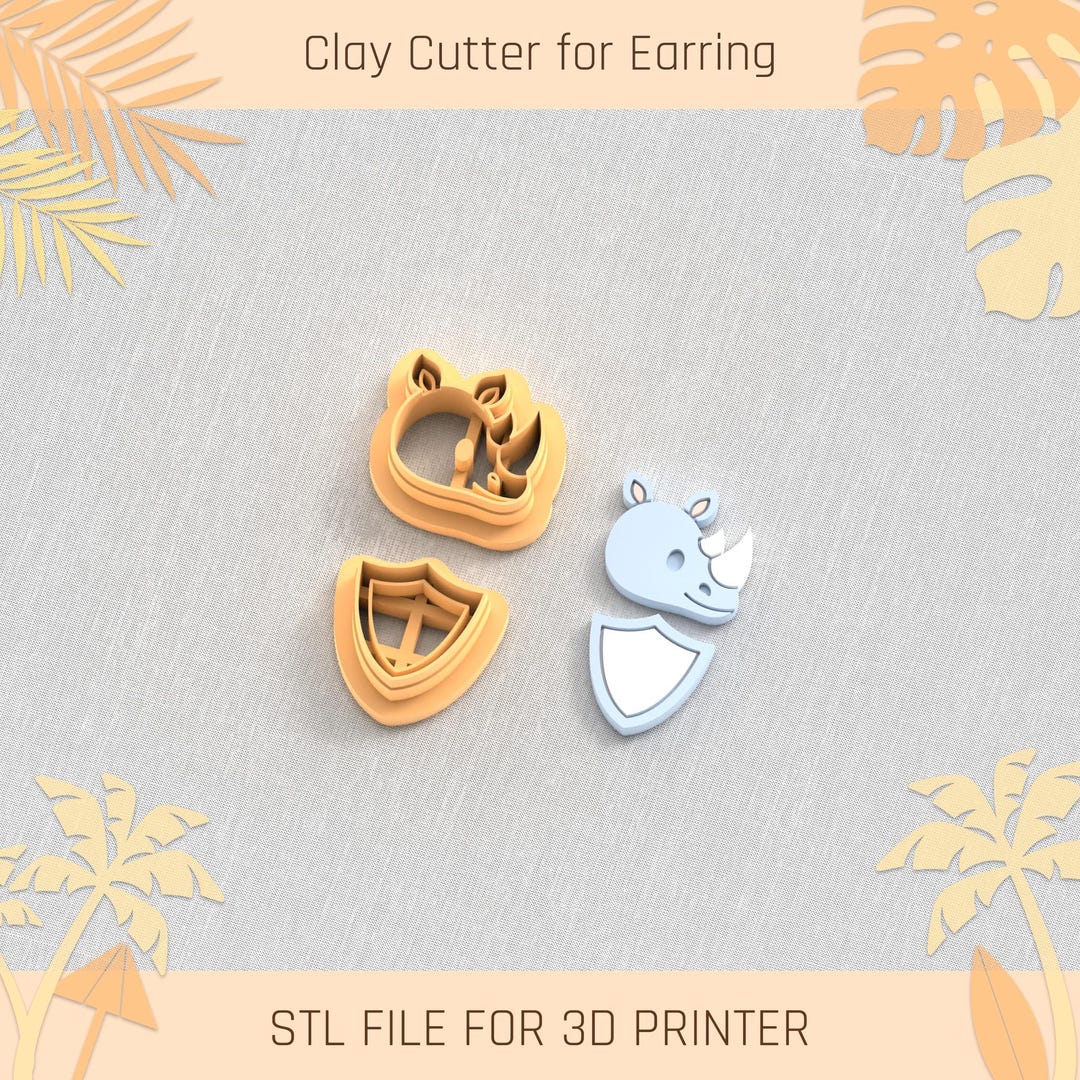 Rhinoceros With Shield Clay Cutter: Earring STL File (digital Download ...