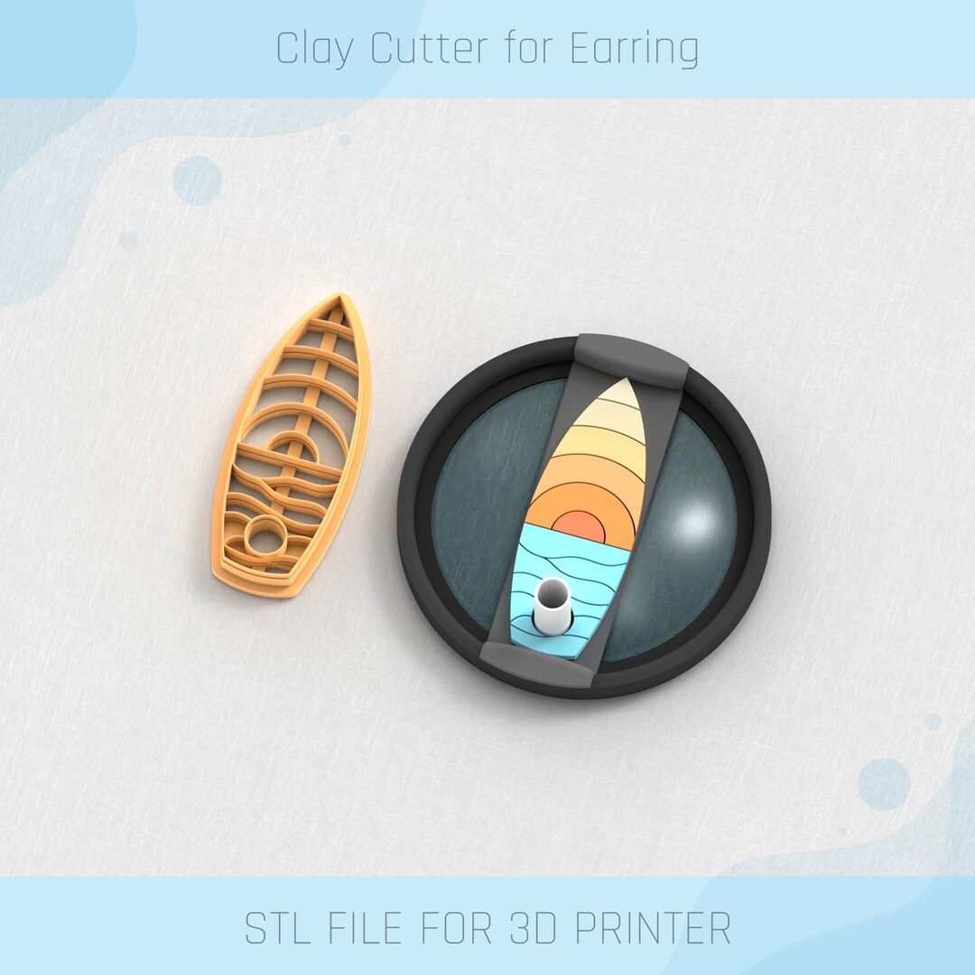 Surfboard Sunset Stanley Topper STL File: 3D Print Cutter (30oz-40oz ...