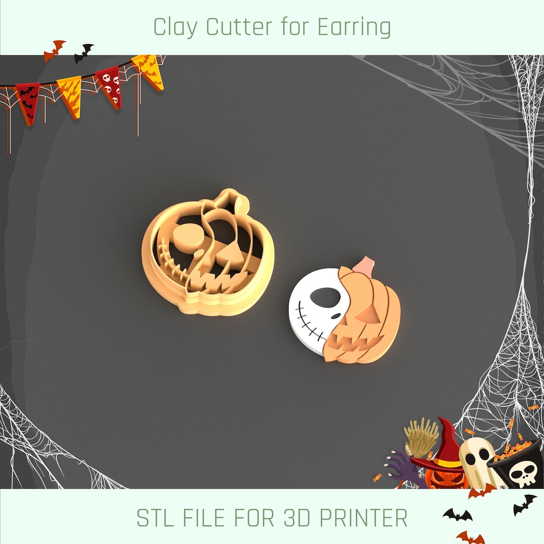 Pumpkin Jack Cutter, Halloween Clay Cutter, 5 Sizes, STL Earring ...