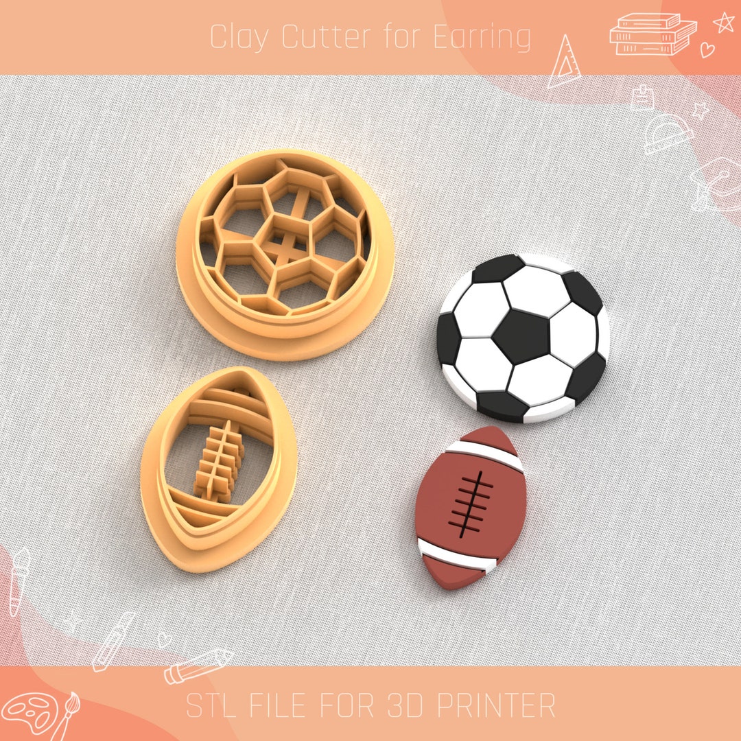 American Football and Soccer Ball Clay Cutter, Back to School Earring ...