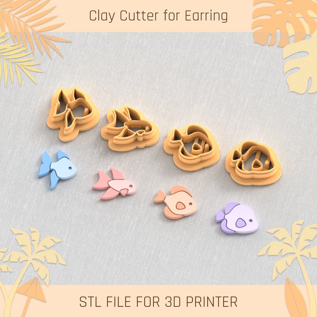 Summer Fish Pack A, Summer Clay Cutters, 6 Sizes, STL Earring, Digital ...