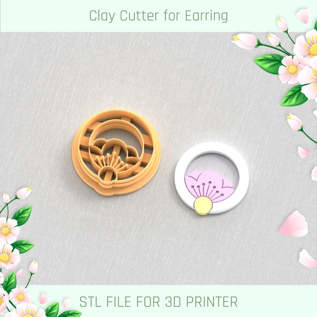Sakura in a Сircle Clay Cutter, Spring Clay Cutters, 5 Sizes, STL ...