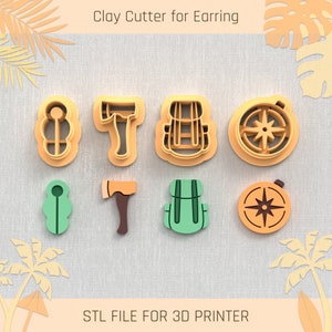 Camping Pack A Clay Cutter, Summer Clay Cutters, 6 Sizes, STL Earring ...