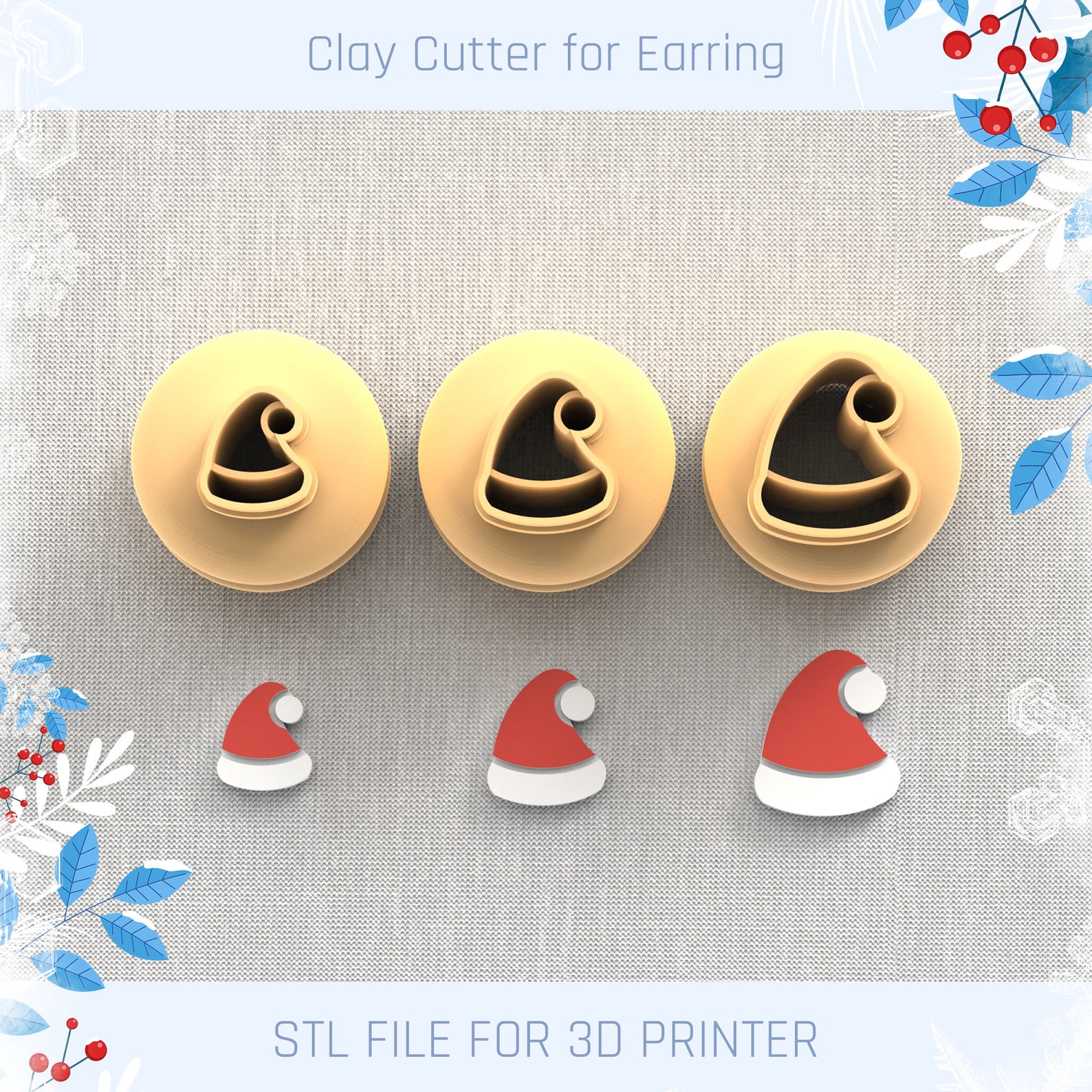 Santa Hat Mini Clay Cutter, Winter Earring Cutters, Christmas Clay ...