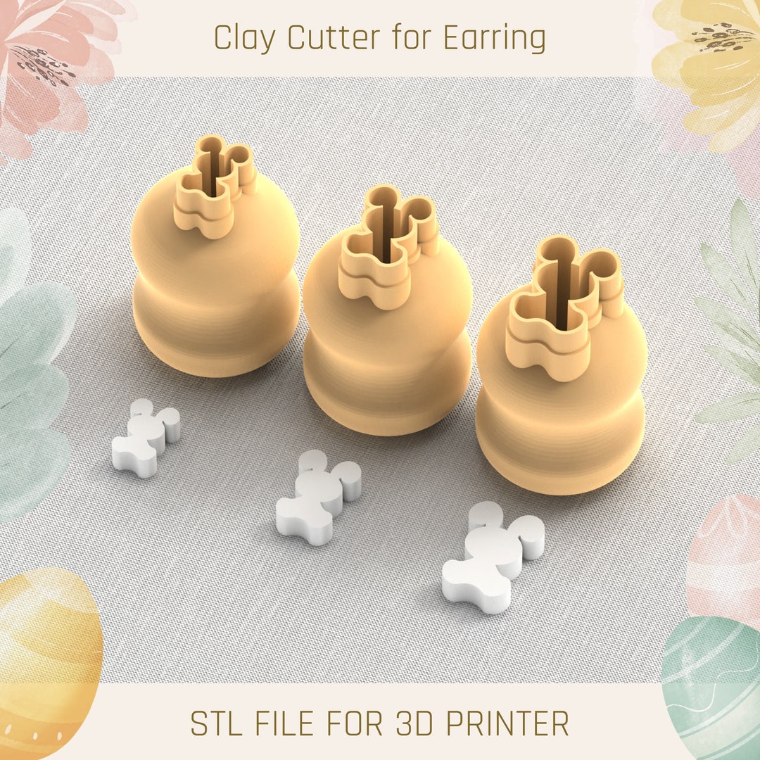 Easter Mini Bunny Clay Cutters, 5 Sizes, STL Earring, Digital STL File ...