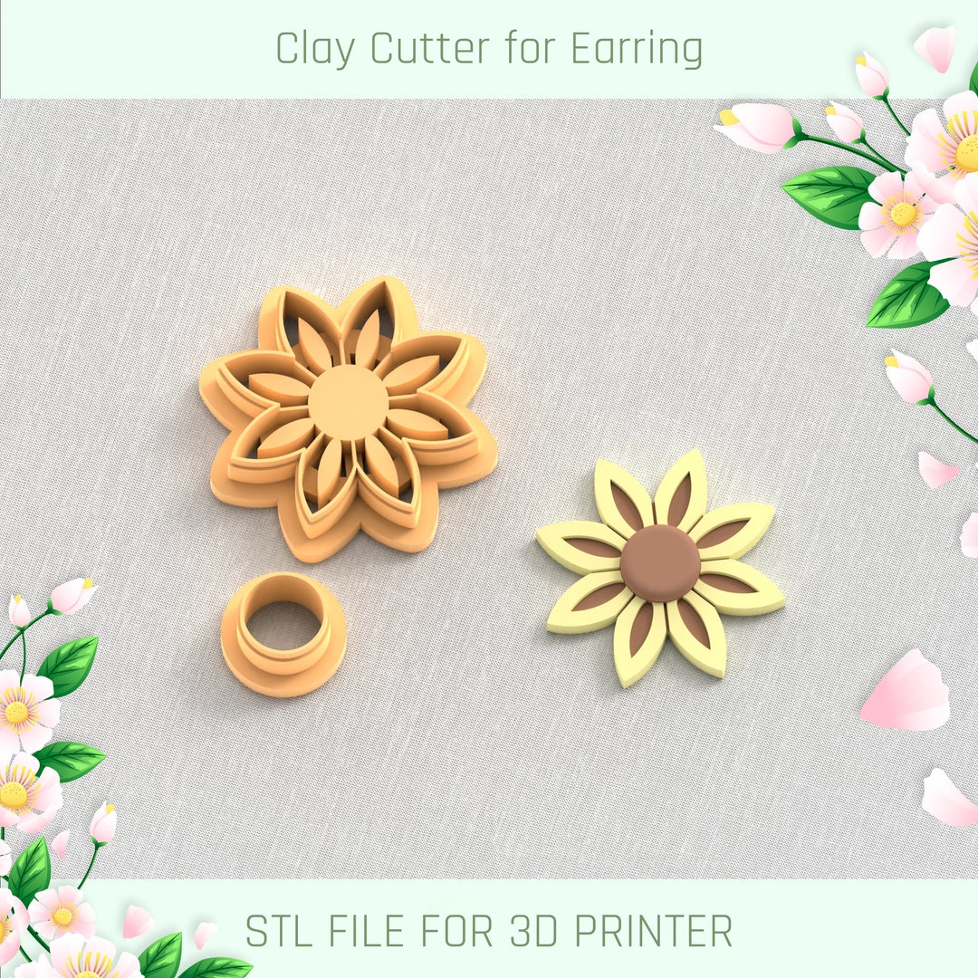 Sunflower With Precious Stones Clay Cutter, Spring Clay Cutters, 5 ...