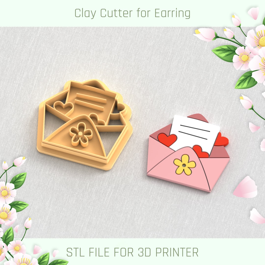 Valentine's Day Love Envelope Clay Cutter, Valentines Polymer Clay ...
