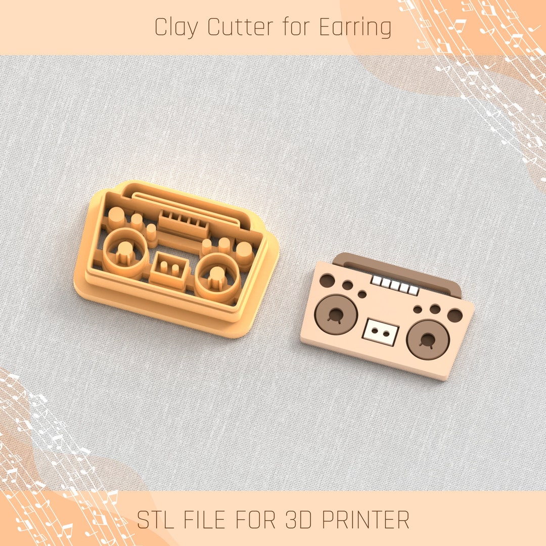 Old Boombox Clay Cutters, Music Instrument Clay Cutters , 5 Sizes, STL ...