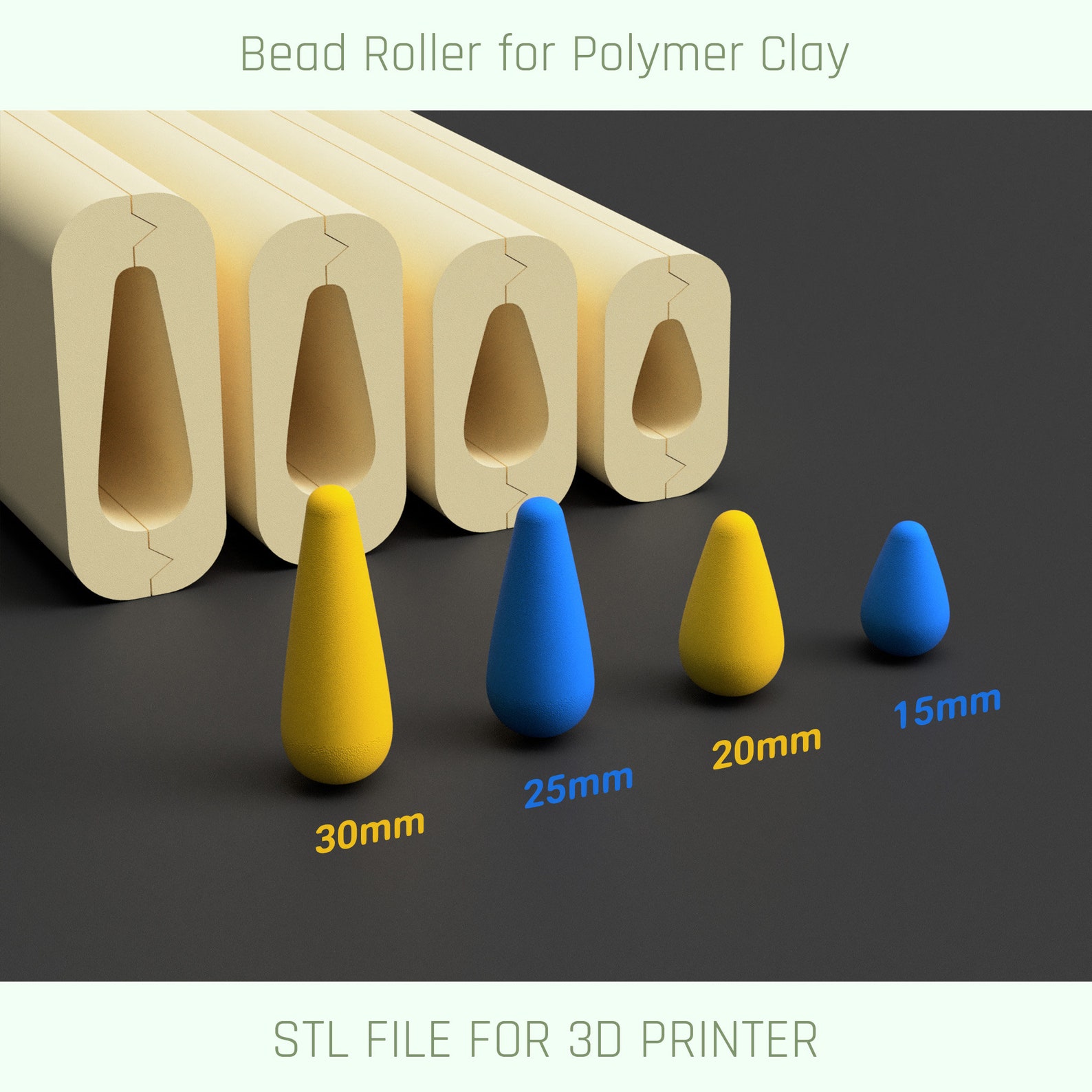 Polymer Clay Teardrop Shape Bead Roller 30-25-20-15mm Custom - Etsy