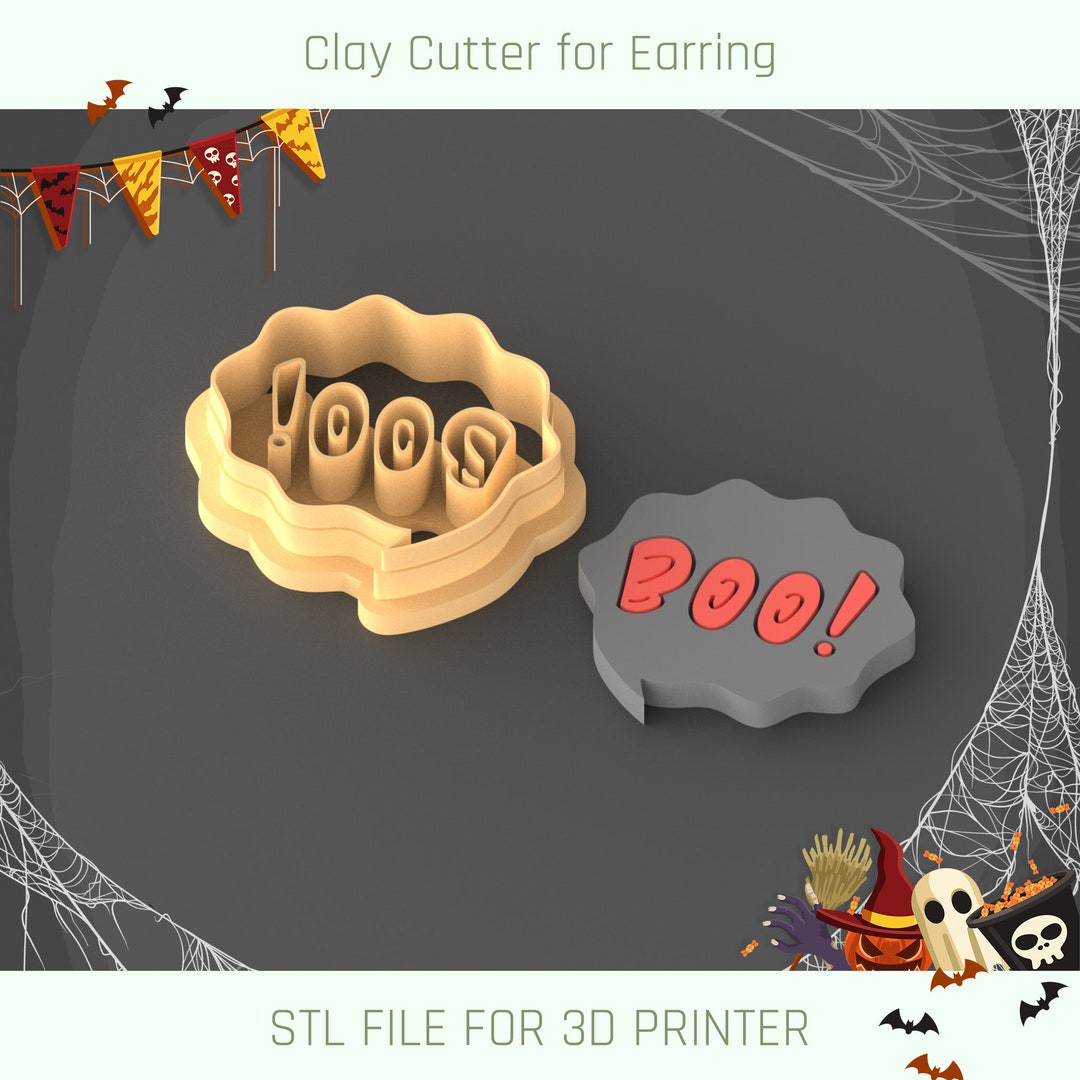 Boo A Clay Cutter, Halloween Clay Cutter, 5 Sizes, STL Earring, Digital ...
