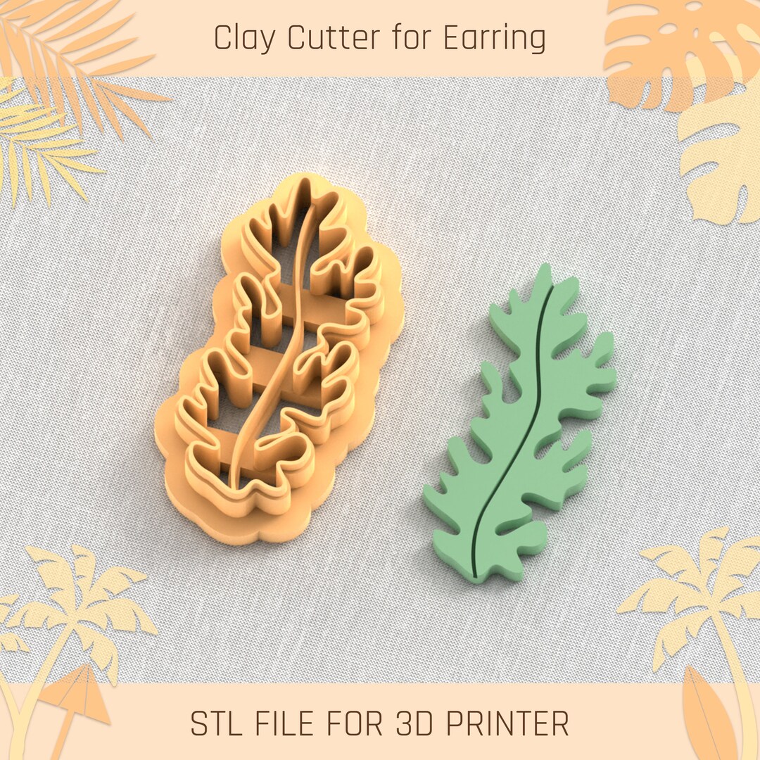 Sea Algae Clay Earring Cutter: 4 Sizes, Summer Jewelry (digital STL ...