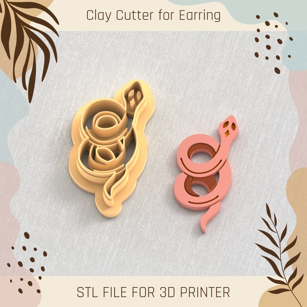 Snake Clay Cutter, Boho Clay Cutter, 5 Sizes, STL Earring, Digital STL ...
