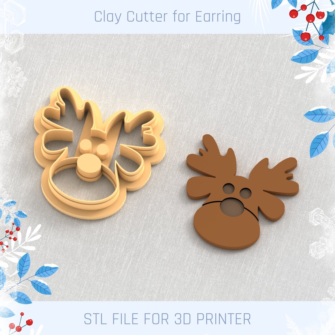 Rudolph Reindeer Clay Cutter: Christmas Earring STL File (5 Sizes) - Etsy