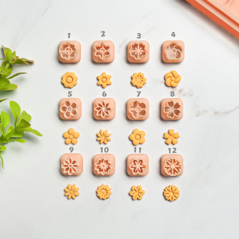 Mini Flower Clay Cutters: Polymer Clay Earring Studs (set of 12) - Etsy