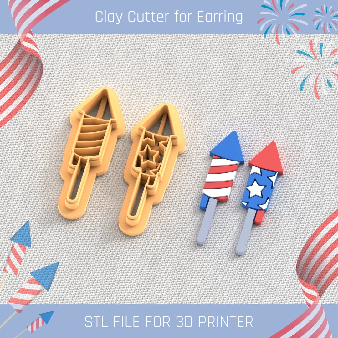 Festive Fireworks Set Polymer Clay Cutter, Independence Day, Fourth of ...