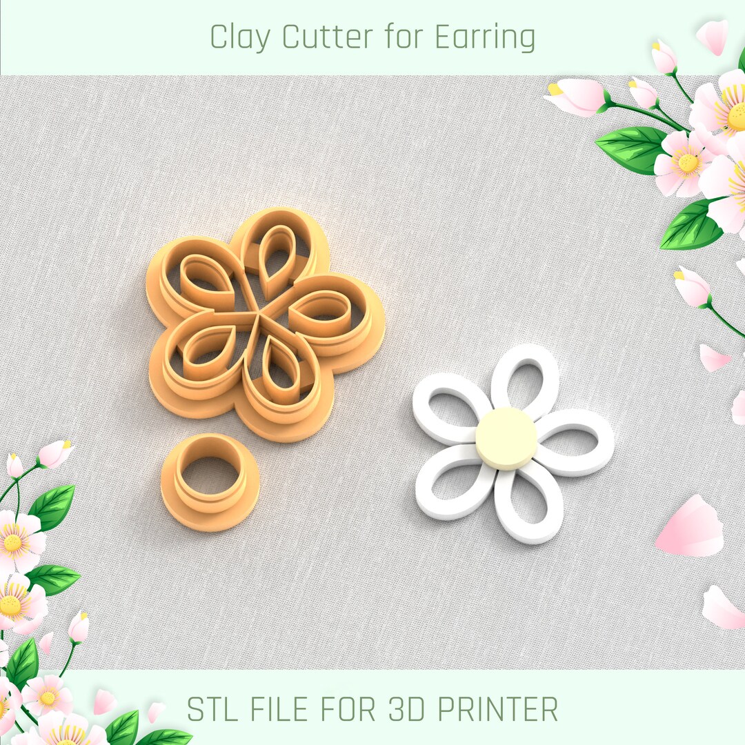 Daisies Outline Clay Cutter, Spring Clay Cutters, 5 Sizes, STL Earring ...
