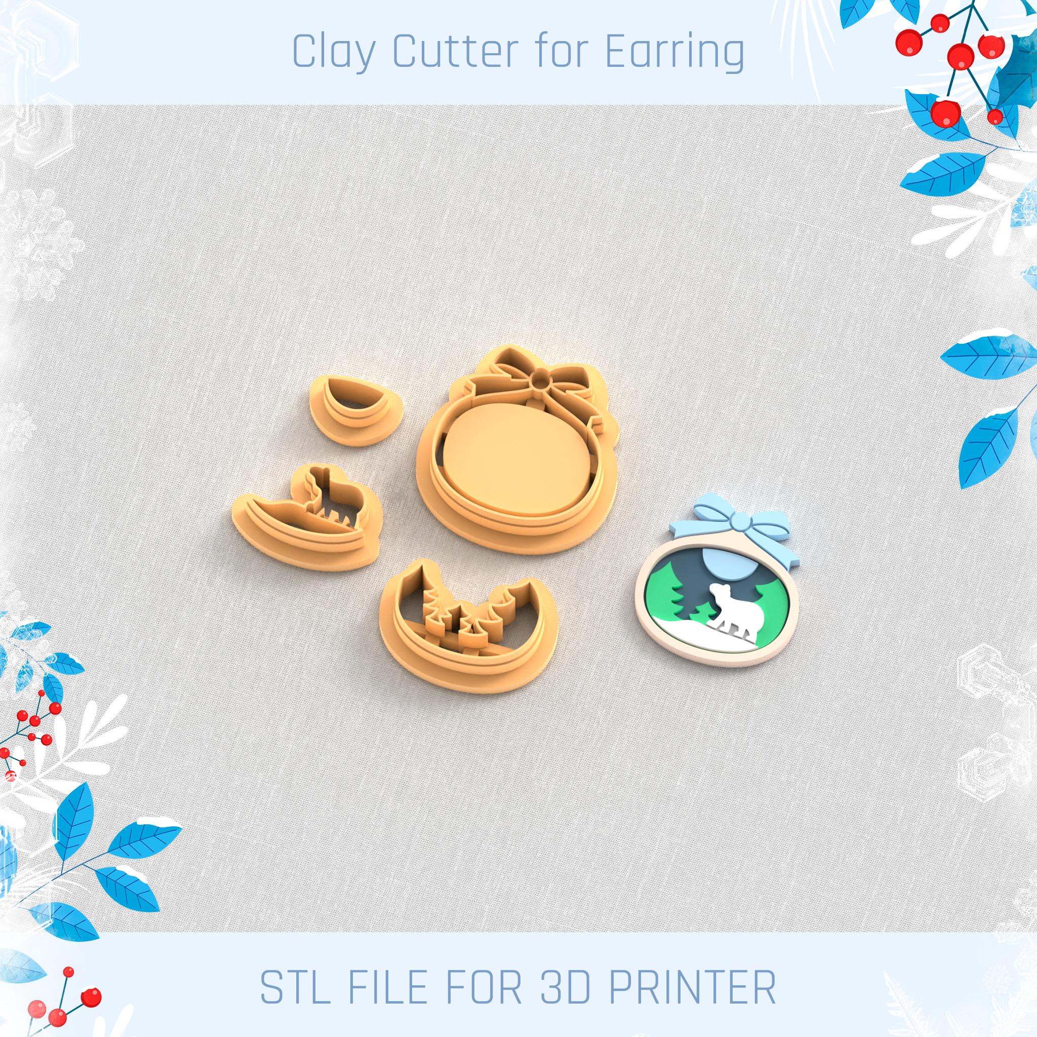 Polar Scene Ornament Clay Cutter, Winter Earring Cutters, Christmas ...