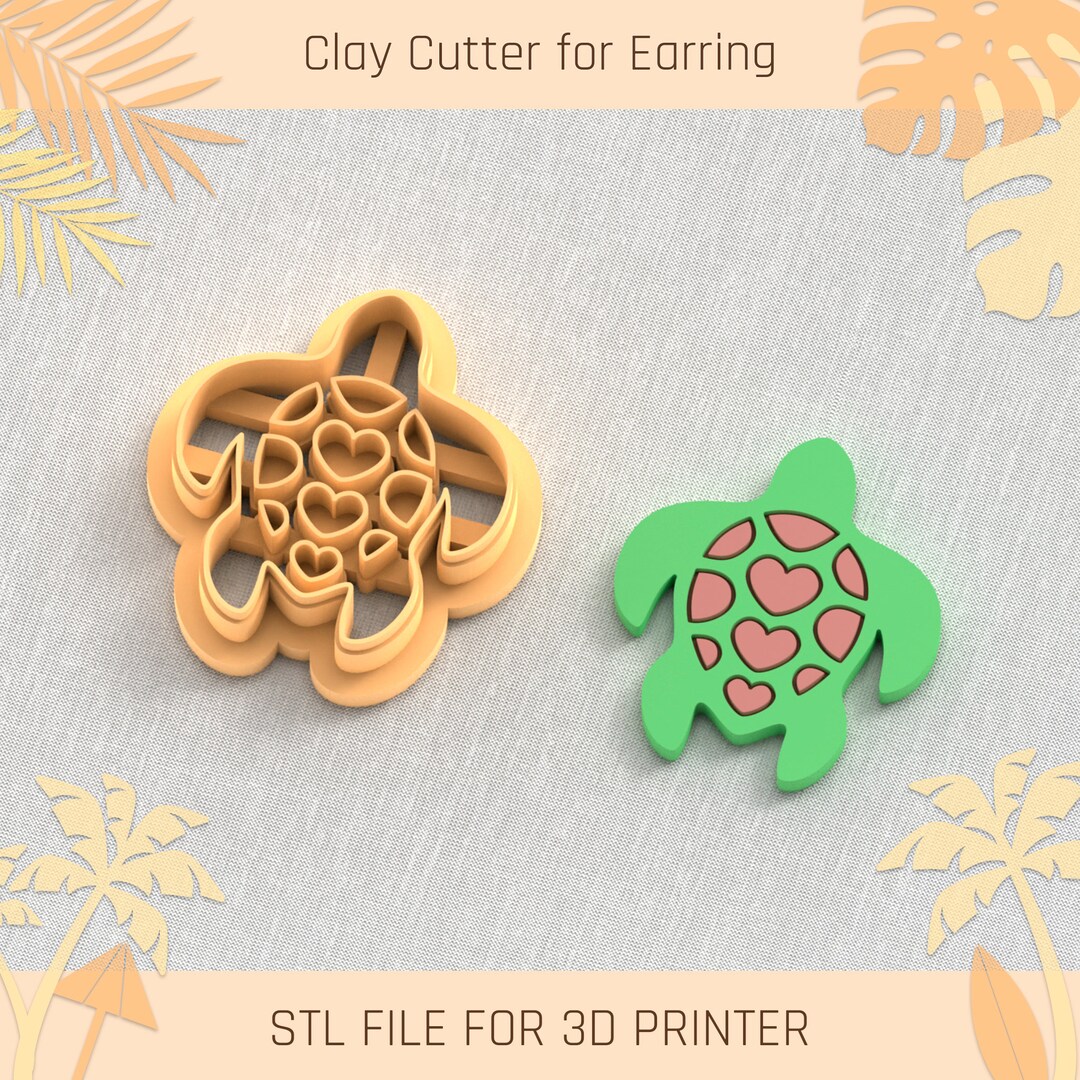 Turtle Summer Clay Cutters, 5 Sizes, STL Earring, Digital STL File - Etsy