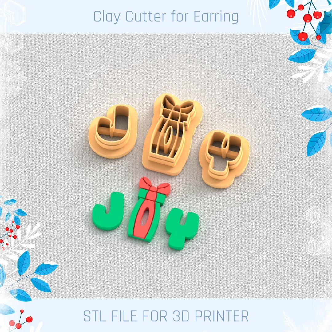 JOY Letters Clay Cutter: Christmas Earring STL File (5 Sizes) - Etsy