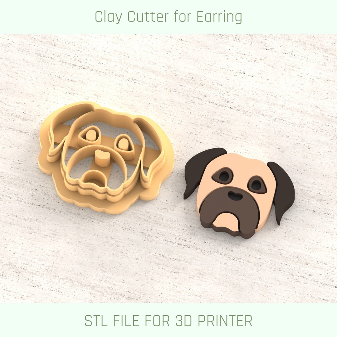 Bulldog Dog Face Clay Cutter: 5 Sizes, Animal Cookie Cutter (digital ...