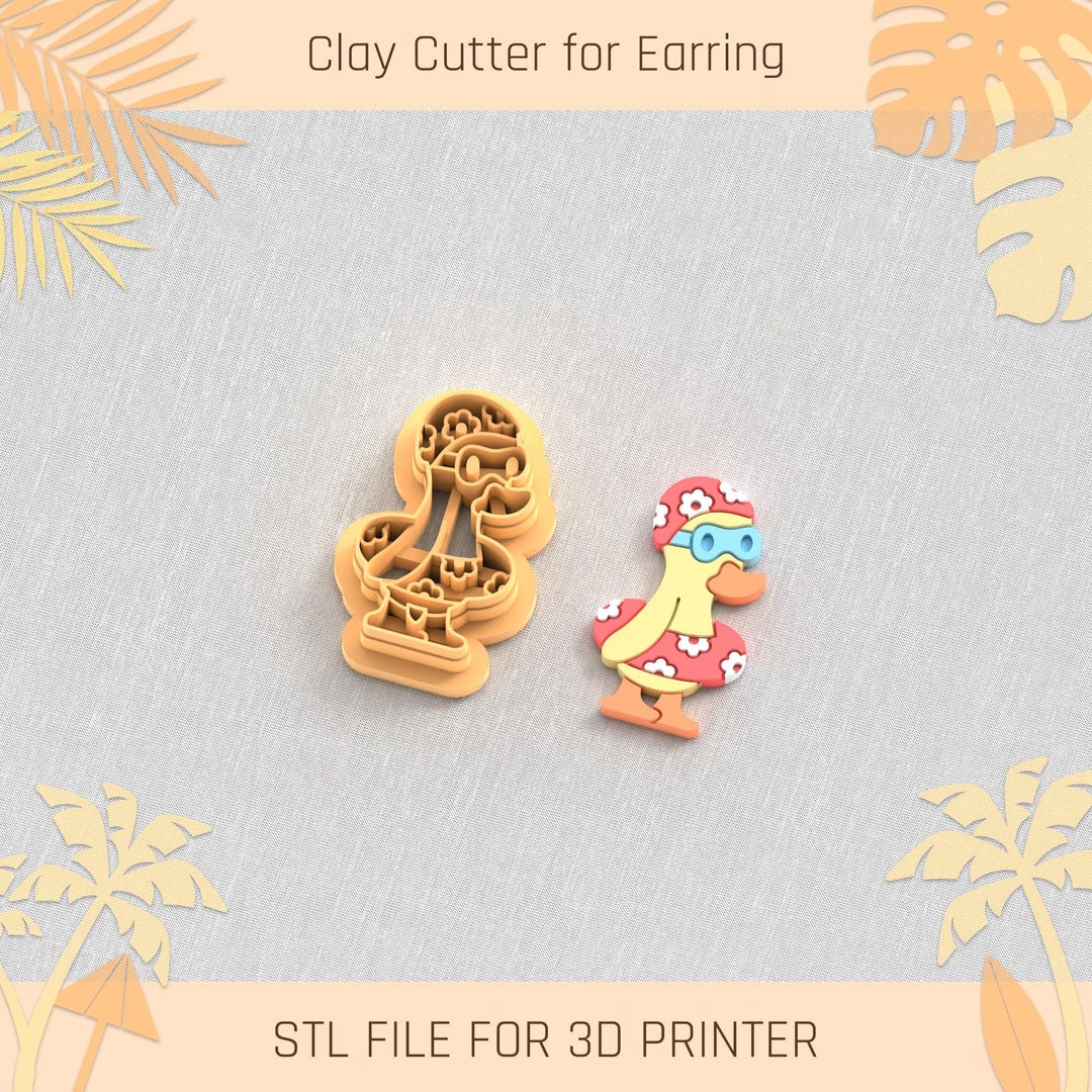 Duck Swimmer Cutter, Summer Clay Cutters, 5 Sizes, STL Earring, Digital ...