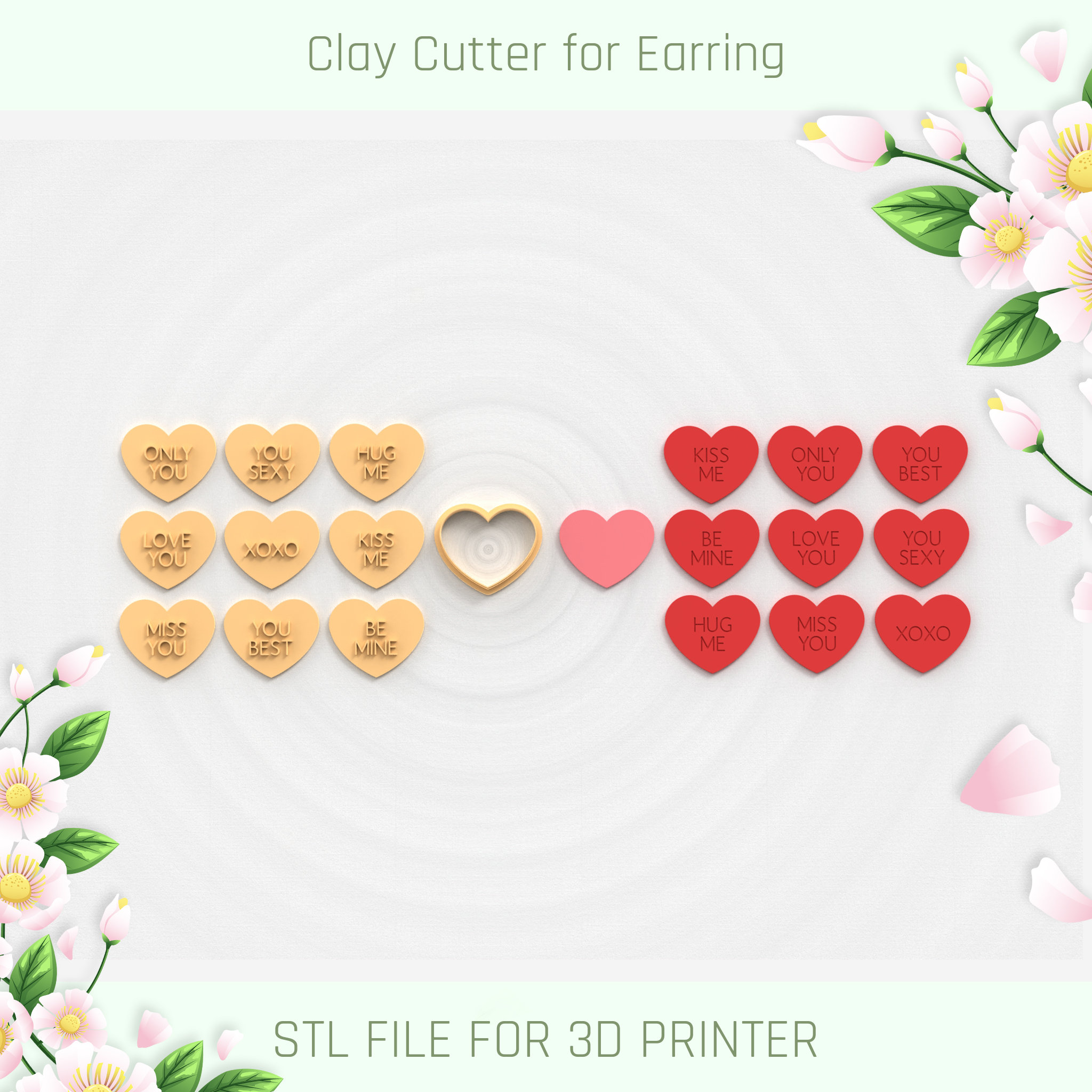 Valentine Heart Stamps Clay Cutter Conversation Heart Stamps - Etsy