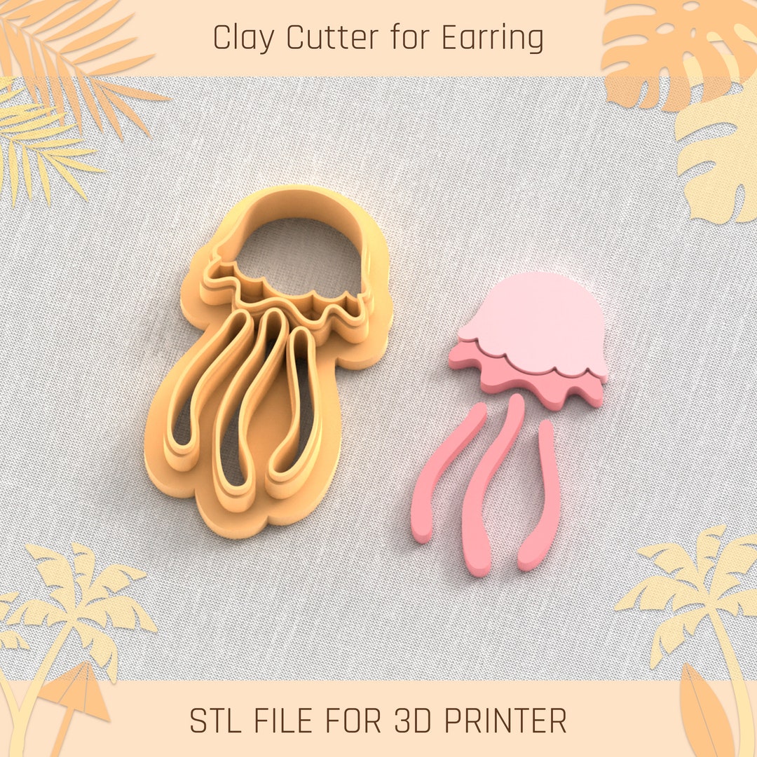 Jellyfish Set Summer Clay Cutters, 4 Sizes, STL Earring, Digital STL ...