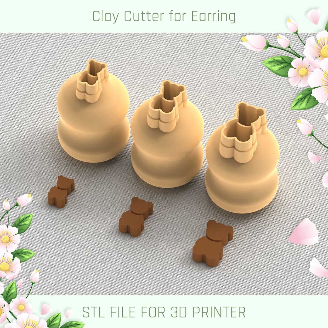 Teddy Bear Valentine Mini Clay Cutter 3 Sizes | Polymer Clay Cutters ...