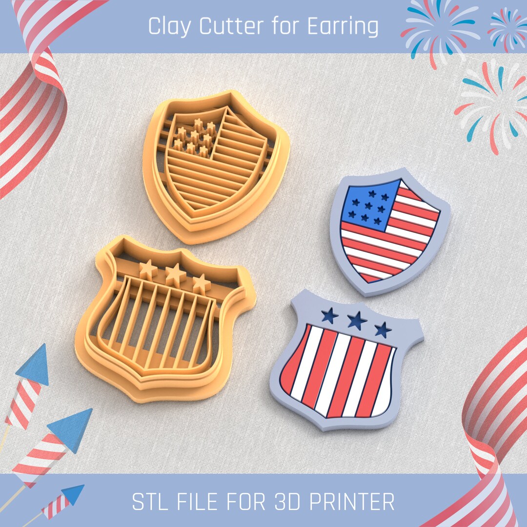 Shield of Independence Polymer Clay Cutter, Independence Day, Fourth of ...