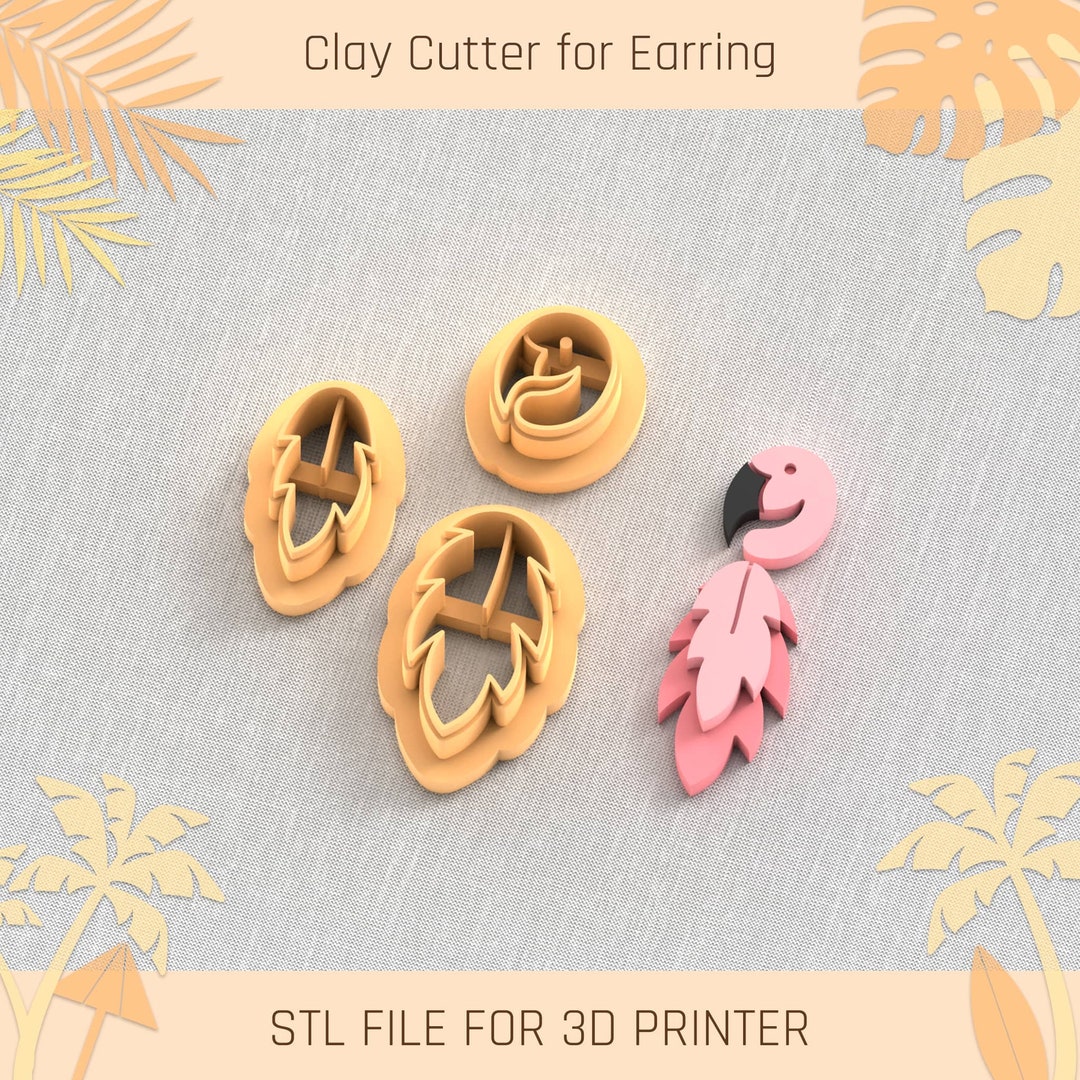 Flamingo With Feathers Clay Cutter, Summer Clay Cutters, 5 Sizes, STL ...