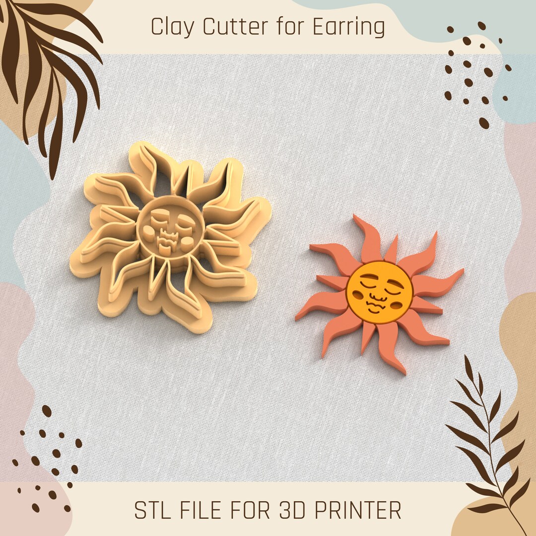 Sun Clay Cutter, Boho Clay Cutter, 5 Sizes, STL Earring, Digital STL ...