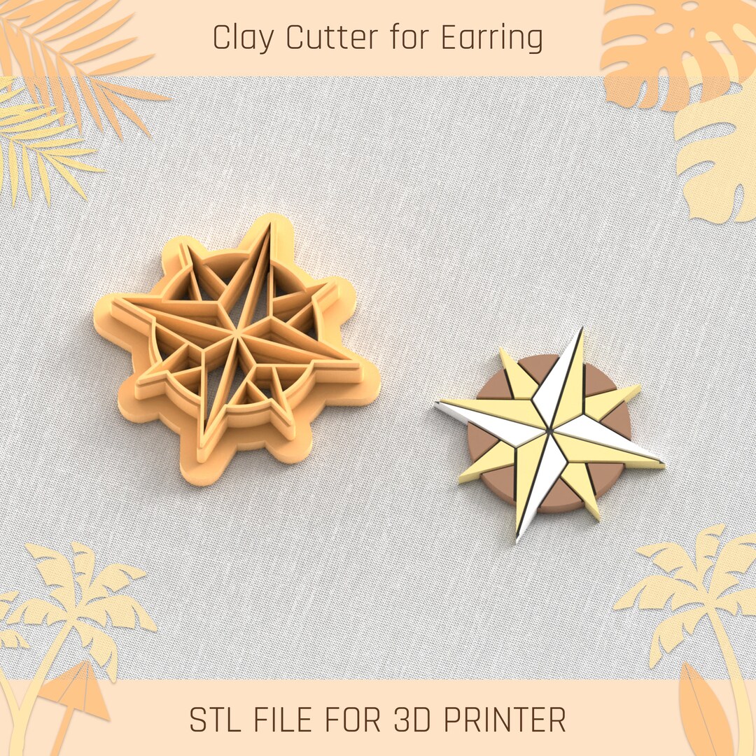 Compass Summer Clay Cutters, 5 Sizes, STL Earring, Digital STL File - Etsy