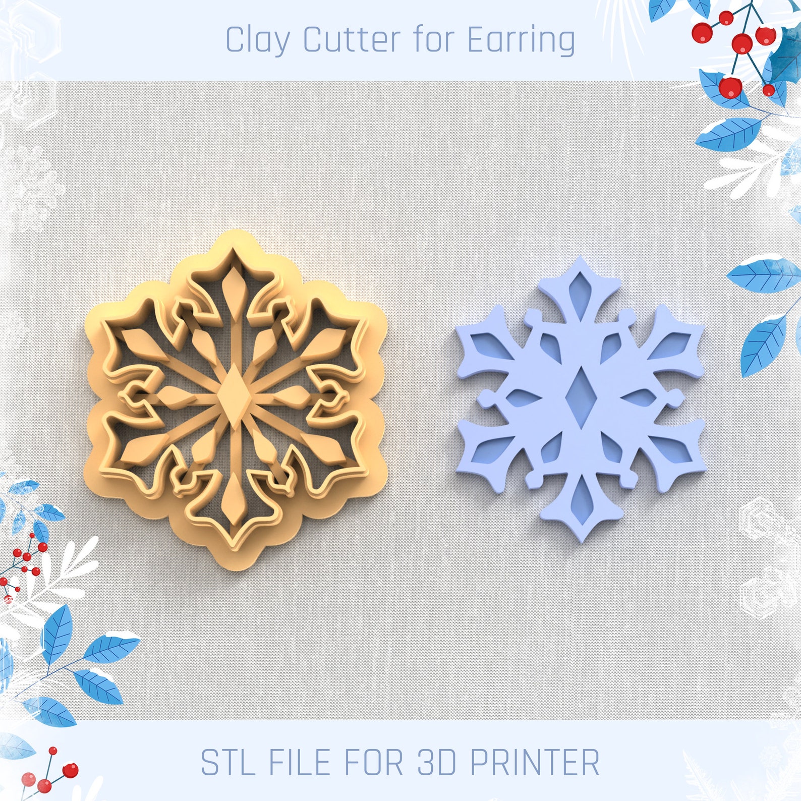 Snowflake Cutter Christmas Clay Cutters 5 Sizes STL - Etsy