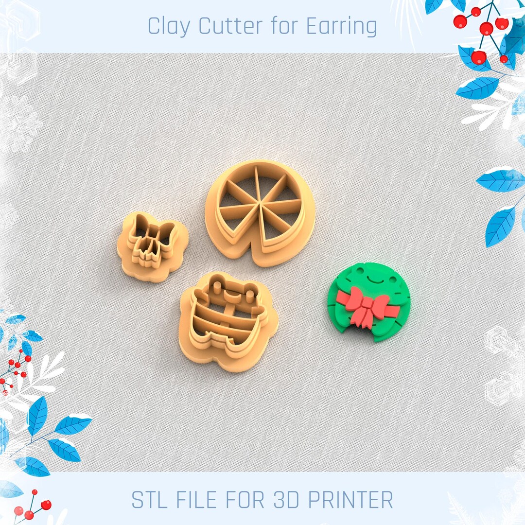 Christmas Toad, Christmas Clay Cutters, 6 Sizes, STL Earring, Digital ...