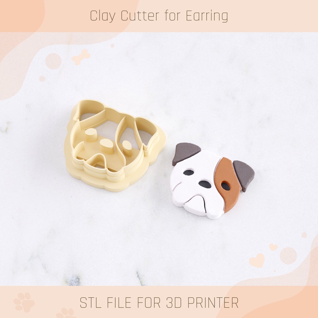 English Bulldog Clay Cutter: Dog Face, 5 Sizes (digital STL File) - Etsy