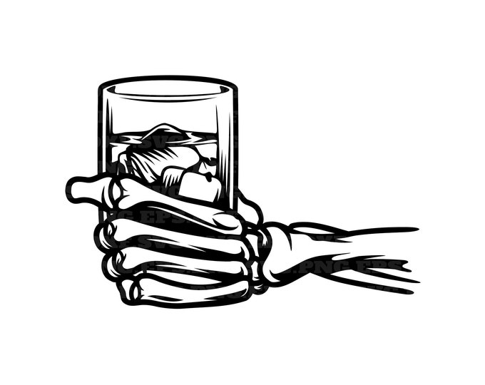 Skeleton Hand With Whisky Svg, Whisky Svg, Cheers Svg, Whisky Png ...