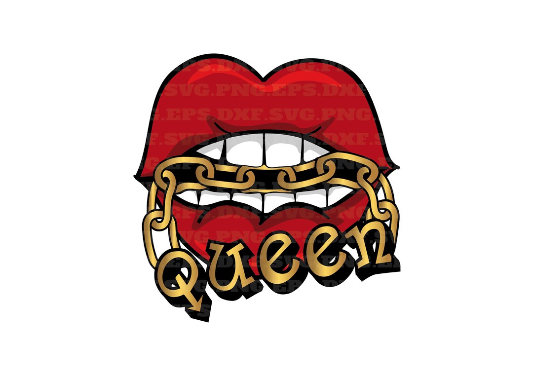 Bite Lips, Gold Chain, Queen Svg, Lips Svg, Clip Art, Sexual, Lips ...