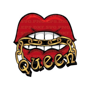Bite Lips, Gold Chain, Queen Svg, Lips Svg, Clip Art, Sexual, Lips ...