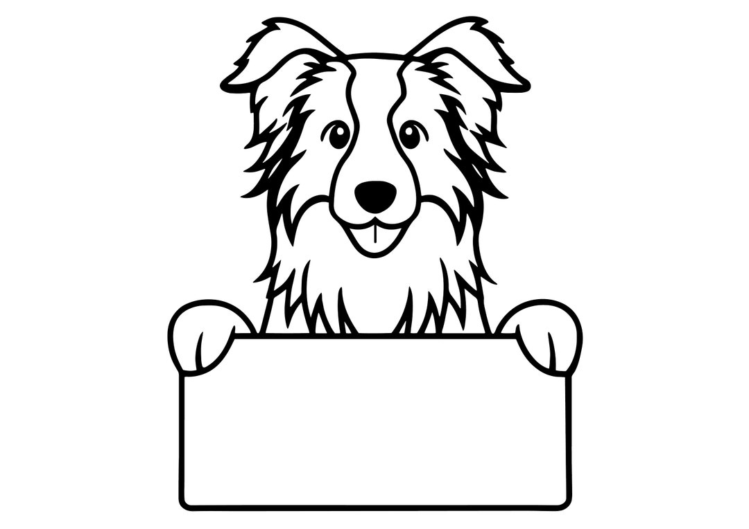 Border Collie Dog Svg With Textbox, Peeking Dogs Svg, Png Cut Files ...