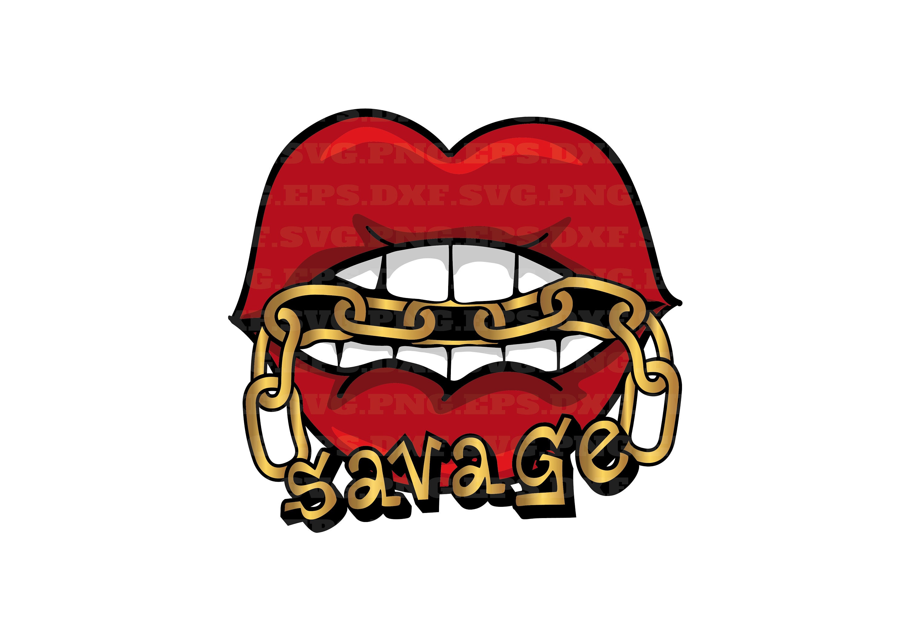 Bite Lips Gold Chain Savage Svg Lips Svg Clip Art Sexual - Etsy Hong Kong