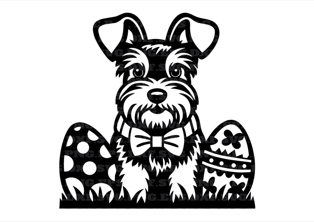 Easter Schnauzer Dog SVG - Peeking Silhouette (digital Download) - Etsy