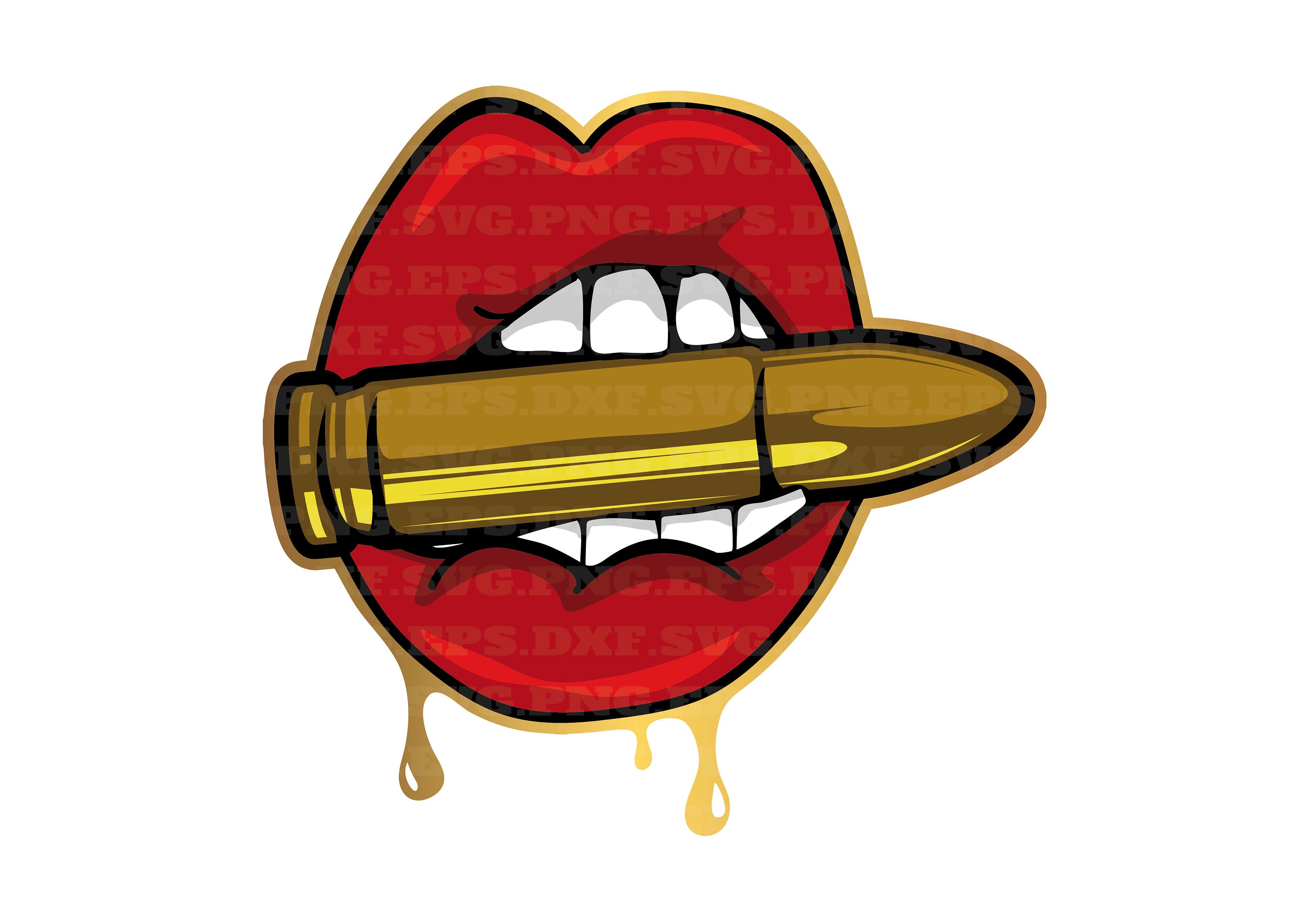 Dripping lips svg bite lips bullet svg lipstick svg lips | Etsy