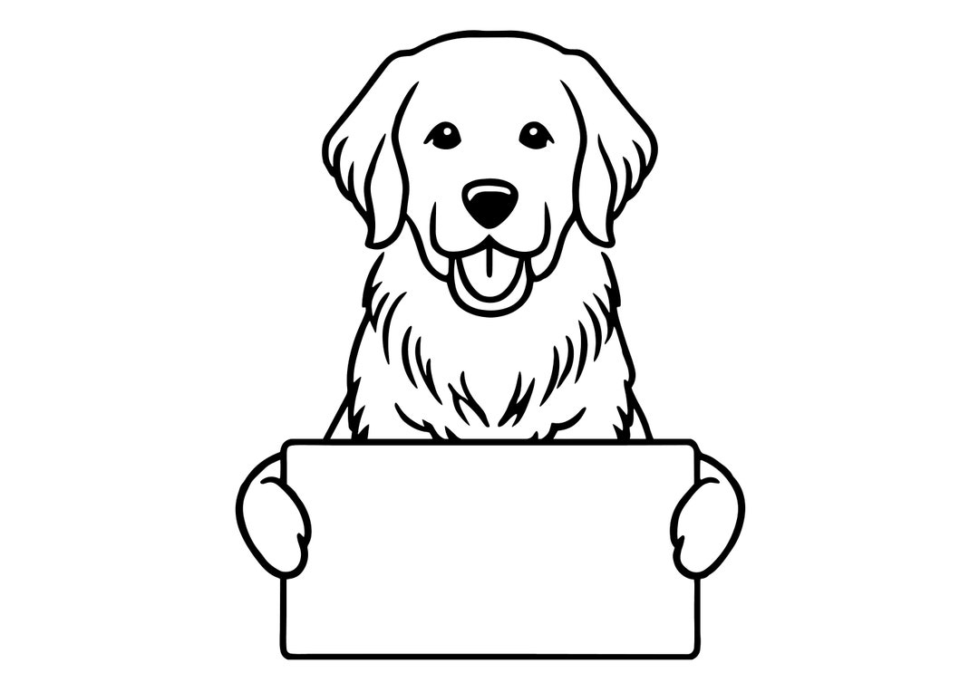 Golden Retriever Dog Svg With Textbox, Peeking Dogs Svg, Png Cut Files ...