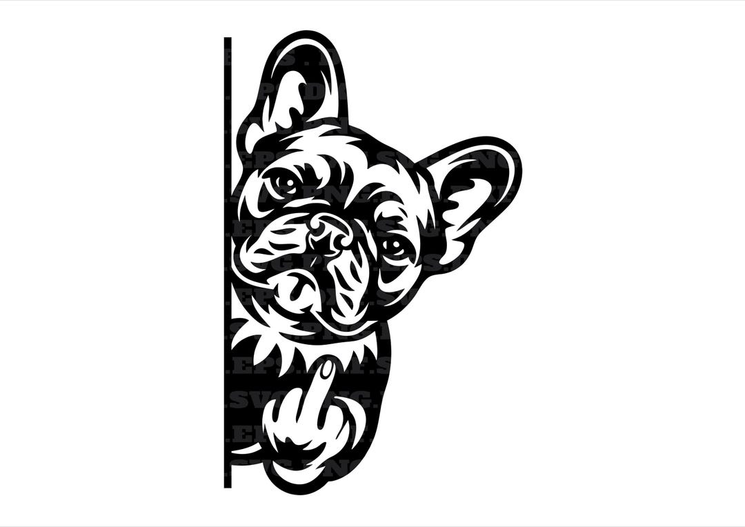 Middle Finger, Dog Svg, French Bulldog, Peeking Dogs Svg, Png Cut Files ...