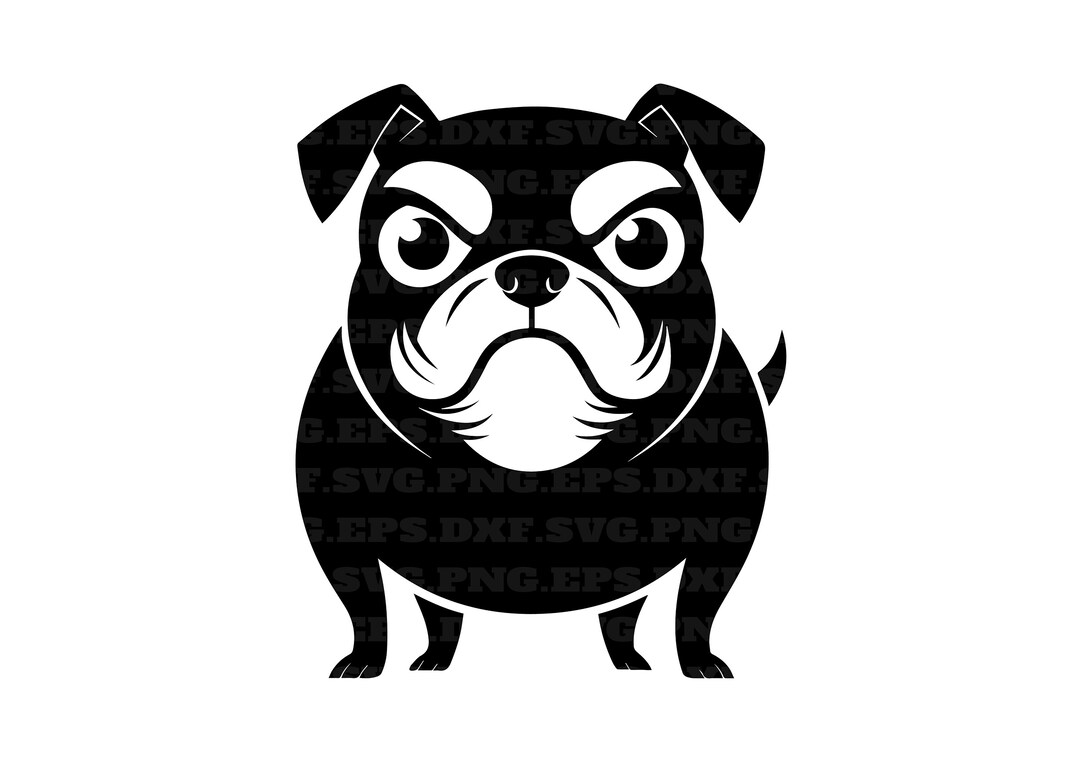 Adorable Dog SVG Clipart Angry Pug Design Instant Download - Etsy