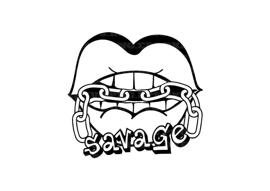 Bite Lips, Gold Chain, Savage Svg, Lips Svg, Clip Art, Sexual, Lips ...